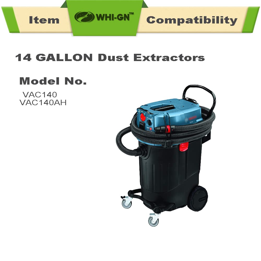 WHI-GN VB140F Fleece Filter Bags, compatible with BOSCH 14 Gallon Dust Extractor VAC140 (12 Pack)