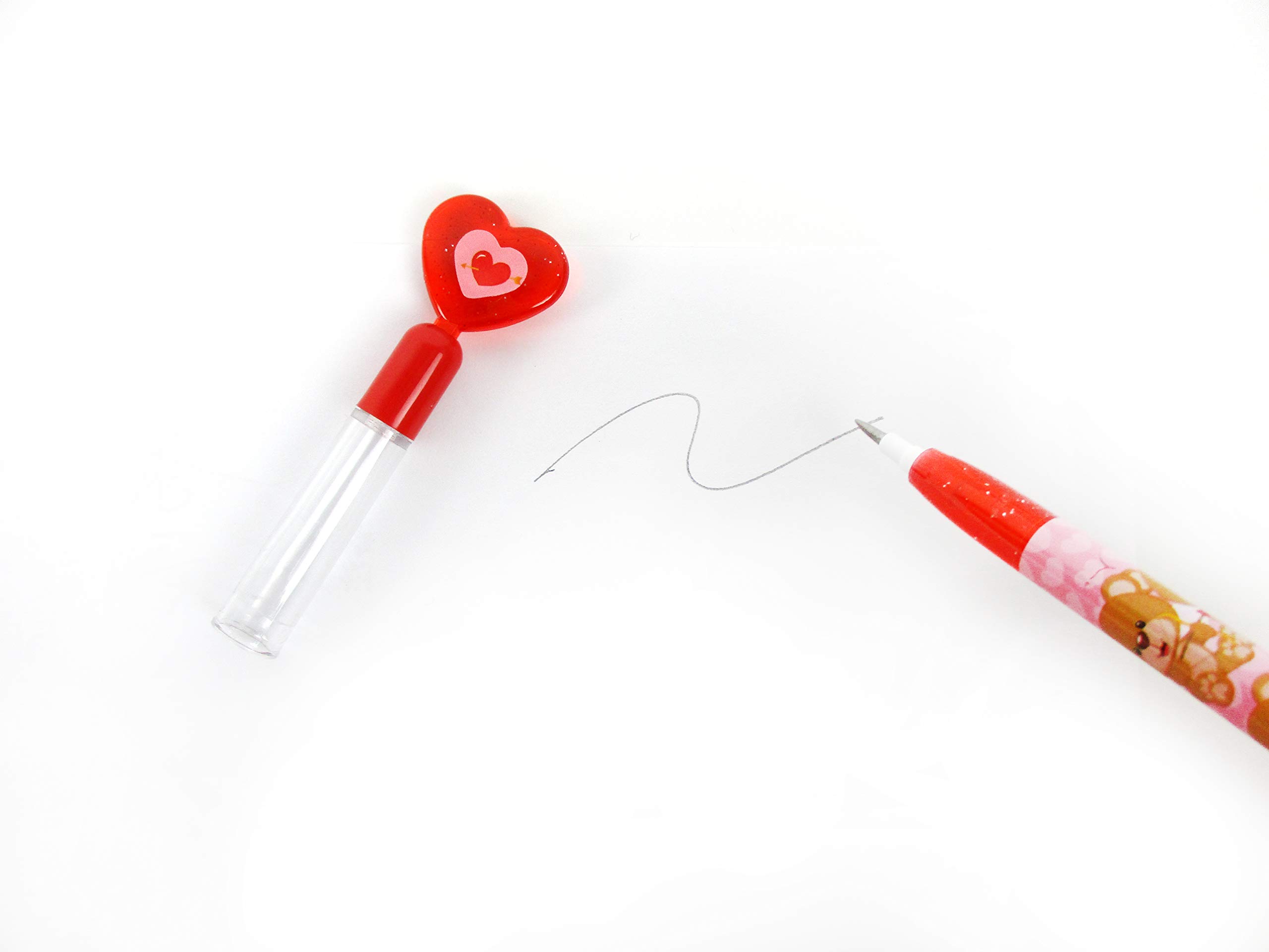 TINYMILLS 24 Pcs Valentine's Day Heart Multi Point Pencils Party Favors Goodie Bag Stuffers Classroom Exchange Valentine's Day Pencils Party Supplies Heart Pencils