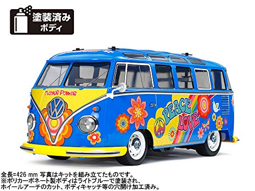 Tamiya 47453 Volkswagen 1:10 VW Bus Type 2 T1 Flower Paint, Remote Controlled Car, RC Vehicle, Building, Assembly Kit Model