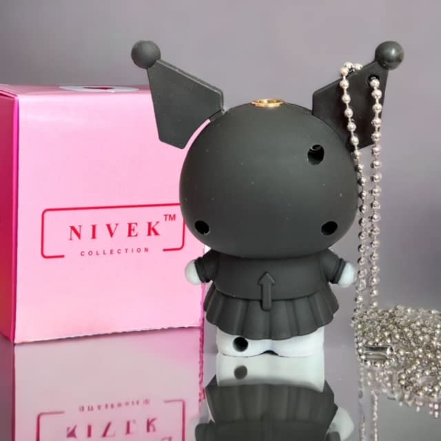 NIVEK Kuroomi Y2K Lighter Flame 3D Japanese Chain Necklace Jester Kawaii Refillable (Black)