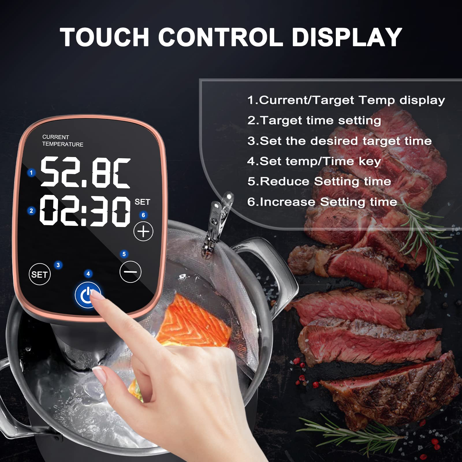 Sous Vide Cooker, Wifi Sous Vide Machine Cooker,IPX7 Waterproof, 1100W Fast-Heating Immersion Circulator with Recipes on APP,Accurate Temperature and Time Control, Low Noise