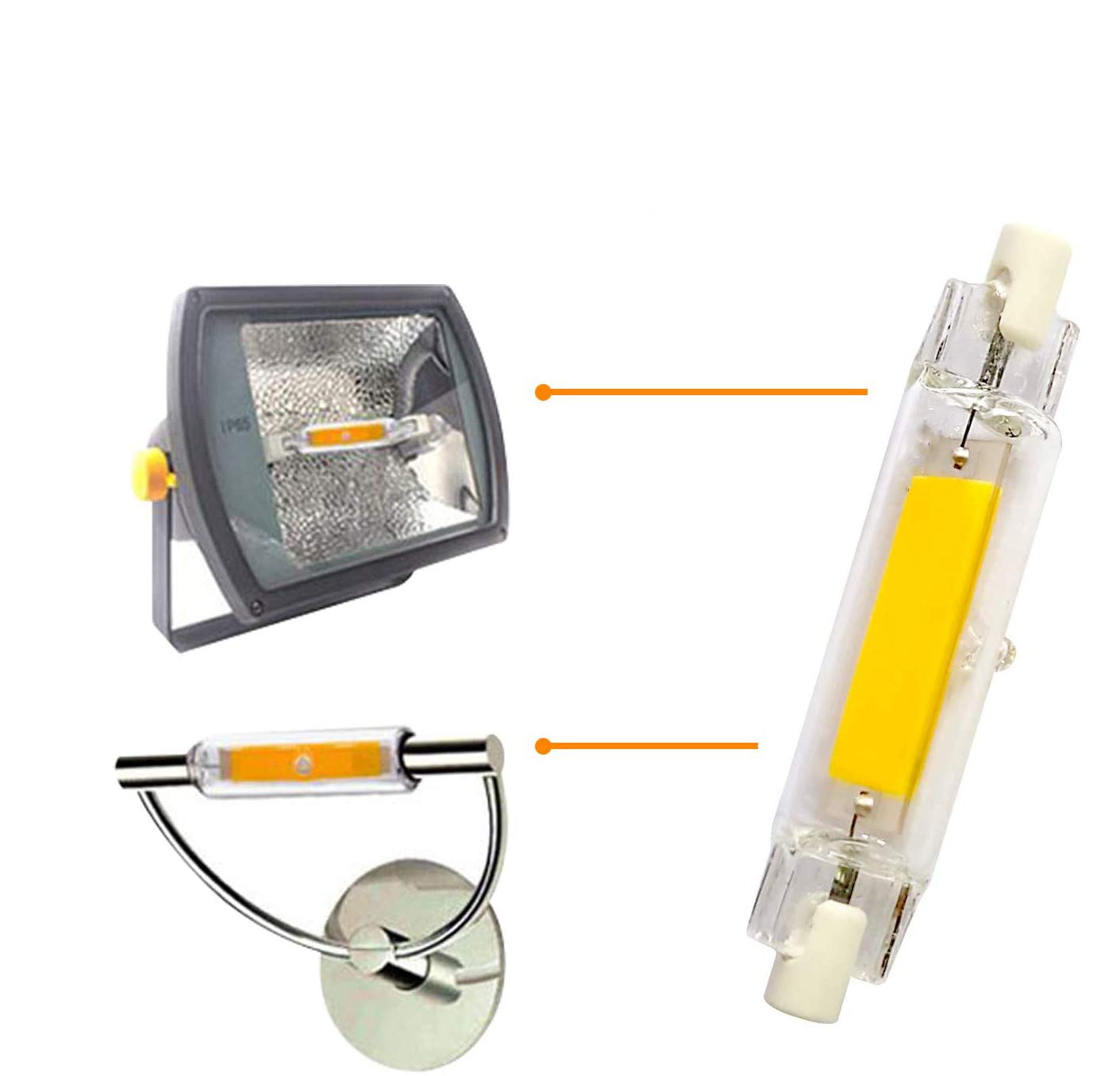 Qixivcom 2 Packs 78mm 10W R7S LED Bulbs LED COB Light 100W Halogen Equivalent J Type T3 120V R7S Dimmable Daylight White 6500K Double Ended R7S LED J78 Flood Light Landscape Lights Lamp Work Lighting