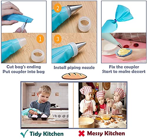 Silicone Baking Mat Set Rolling Pin Non Stick Dough Baking Sheet Pastry Mat Set for Cookie Macaroon Pizza Heat Resistant Non Slip Silicone Food Grade Sheets Mats Reusable Food Safe Liners