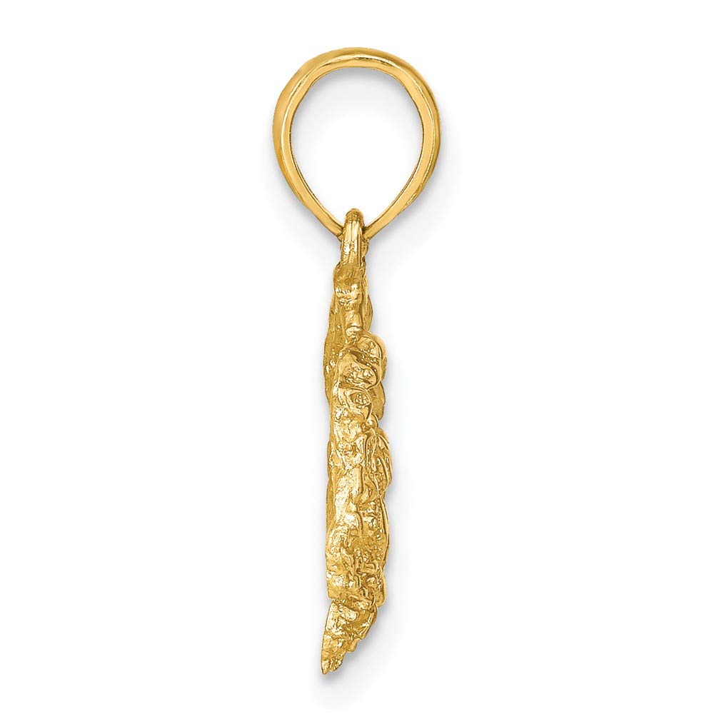 Solid 14k Yellow Gold 2-D Textured Crab Charm Pendant