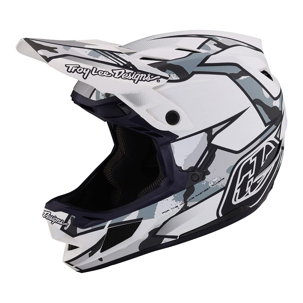 Troy Lee Designs Downhill D4 Composite Matrix Camo Full Face Bicycle Helmet for Max Ventilation Lightweight MIPS EPP EPS Racing Downhill BMX MTB DH - Adult Mens Womens Unisex (White, SM)