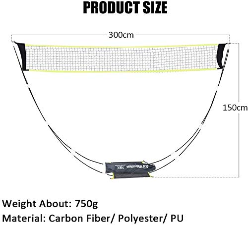 Portable Badminton Net Set with Stand Carry Bag, Folding Volleyball Tennis Badminton Net β Easy Setup for for Outdoor/Indoor Court, Backyard, Beach No Tools or Stakes Required