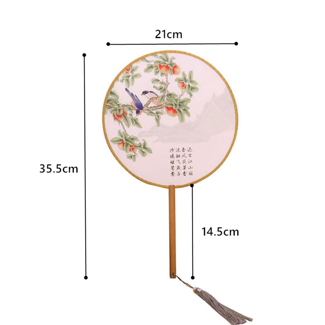 Vintage Flower Lotus Leaf Round Cloth Lady Hand Fan Chinese Style Portable Fan for Wedding Dance