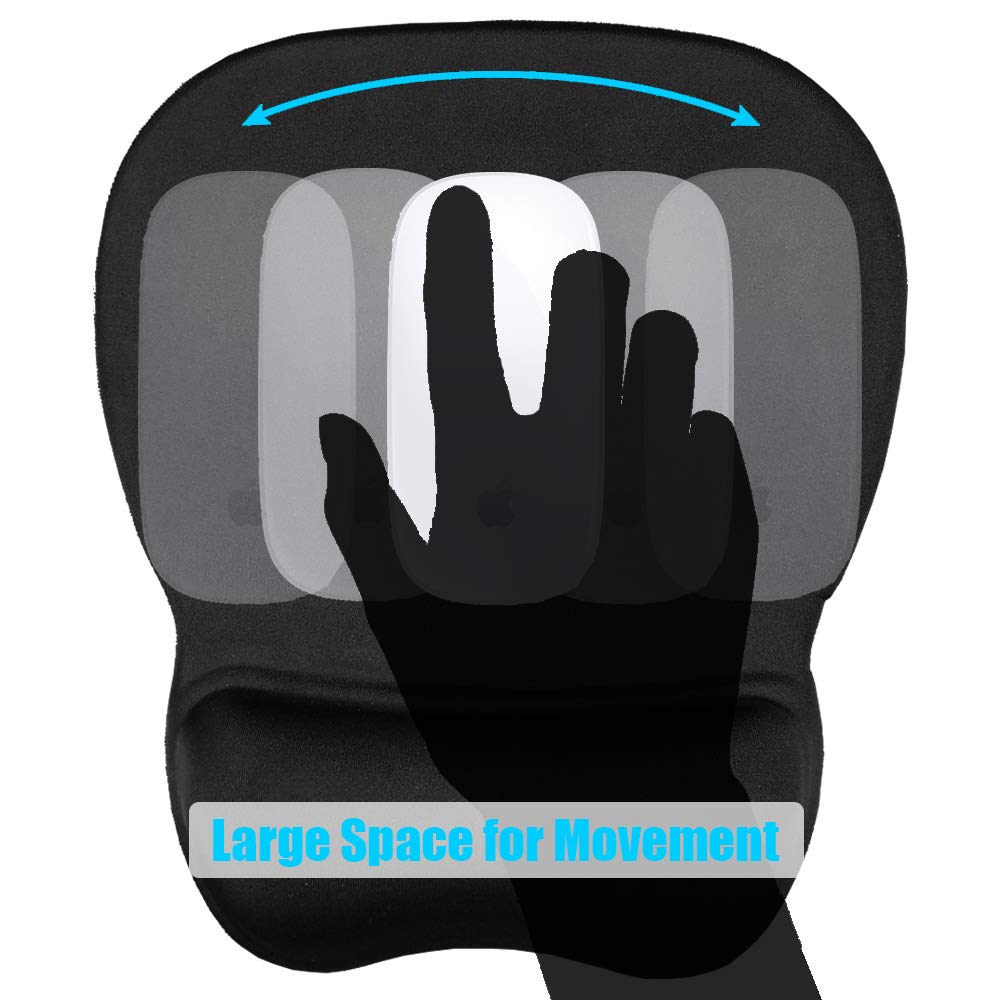 Office Mousepad with Gel Wrist Support - Ergonomic Gaming Desktop Mouse Pad Wrist Rest - Design Gamepad Mat Rubber Base for Laptop Comquter -Silicone Non-Slip Special-Textured Surface (09Black-1)