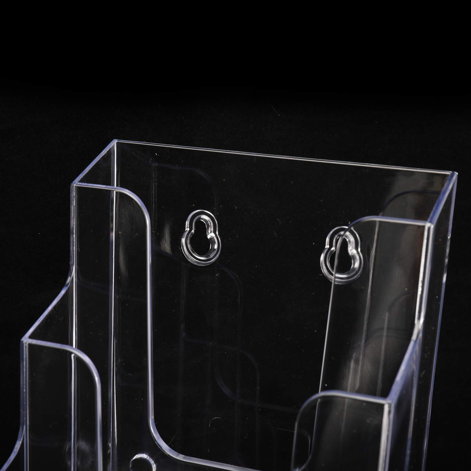 XMSound 3 Pack Acrylic Brochure Holder 4 Inch Wide 4 Tier Clear Literature Holder, Premium Acrylic Multi Pocket Display Stand, Wall Mount or Counter Top