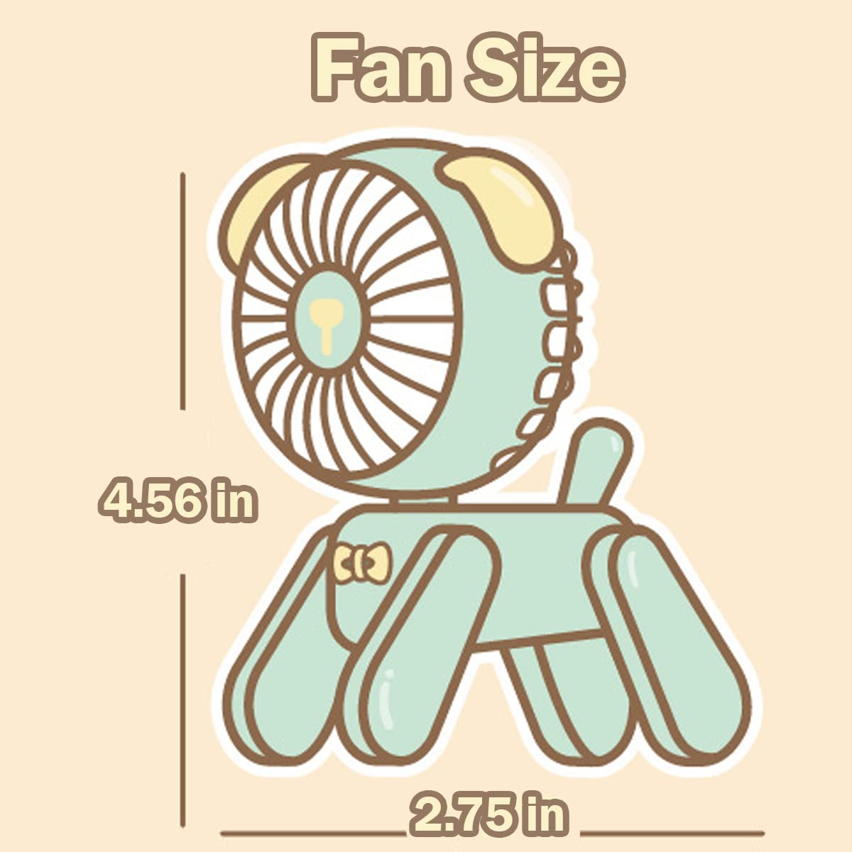 NICE POINT Mini Desk Fan for Kids,Cute Portable Rechargeable White Puppy Table Fan, 3 Speeds Children students handheld folding Small fan for Home Office Outdoor Camping