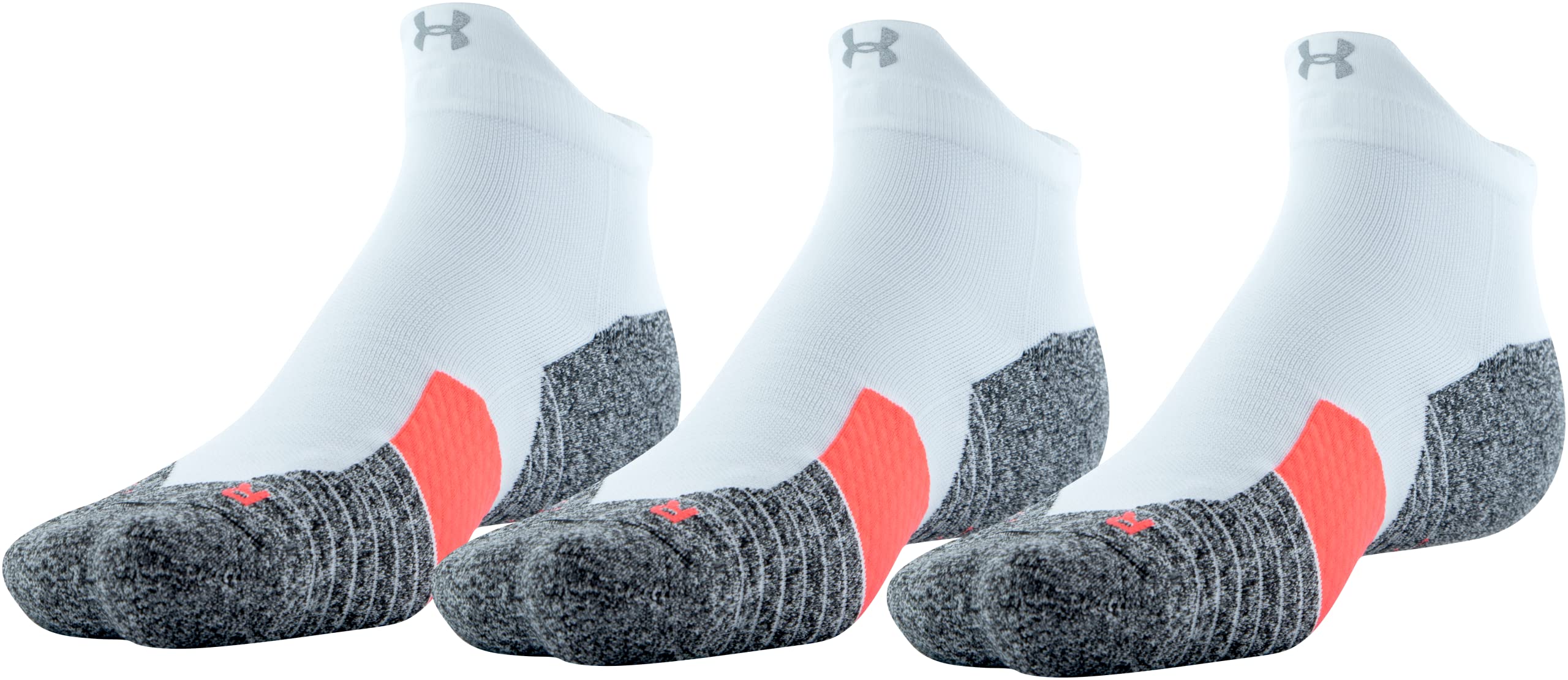 Under Armour Unisex-Adult Run Cushion Quarter Socks, Multipairs, White (3-Pairs), Large