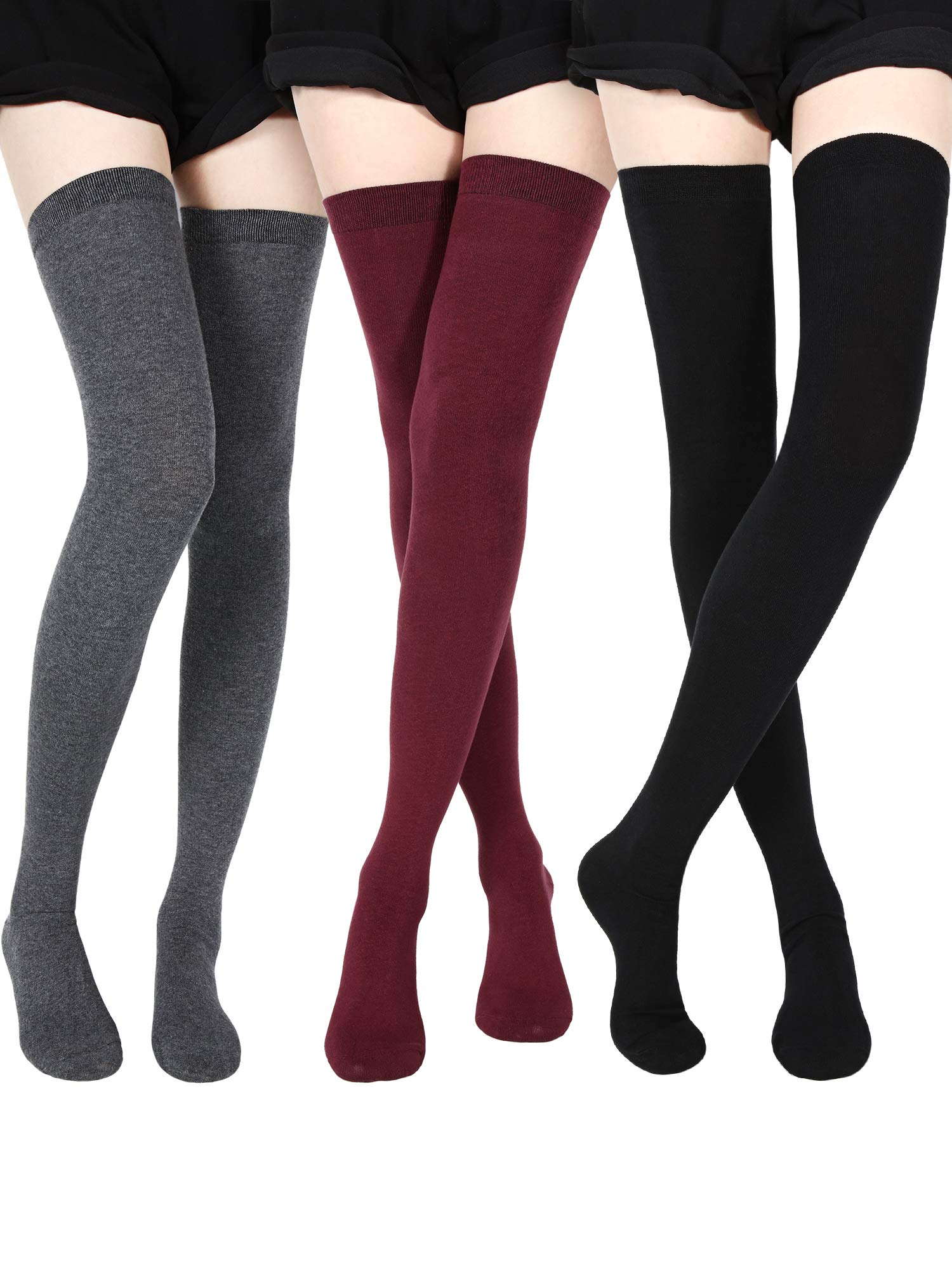 SATINIOR Extra Long Socks Thigh High Cotton Socks Extra Long Boot Stockings for Women