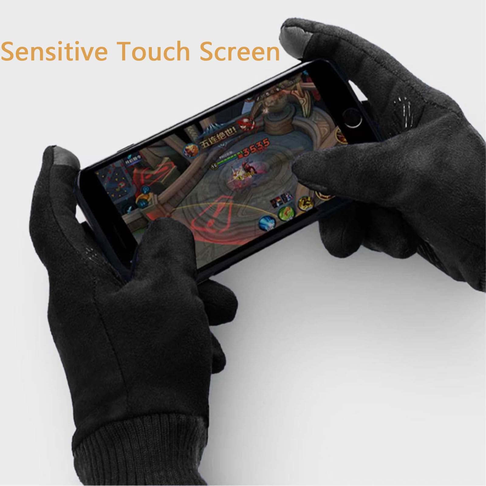 TIANWIDJEW Windproof Midseason Padded Touchscreen Cycling Gloves Full Finger Breathable Bicycle Black Winter (BLACK)