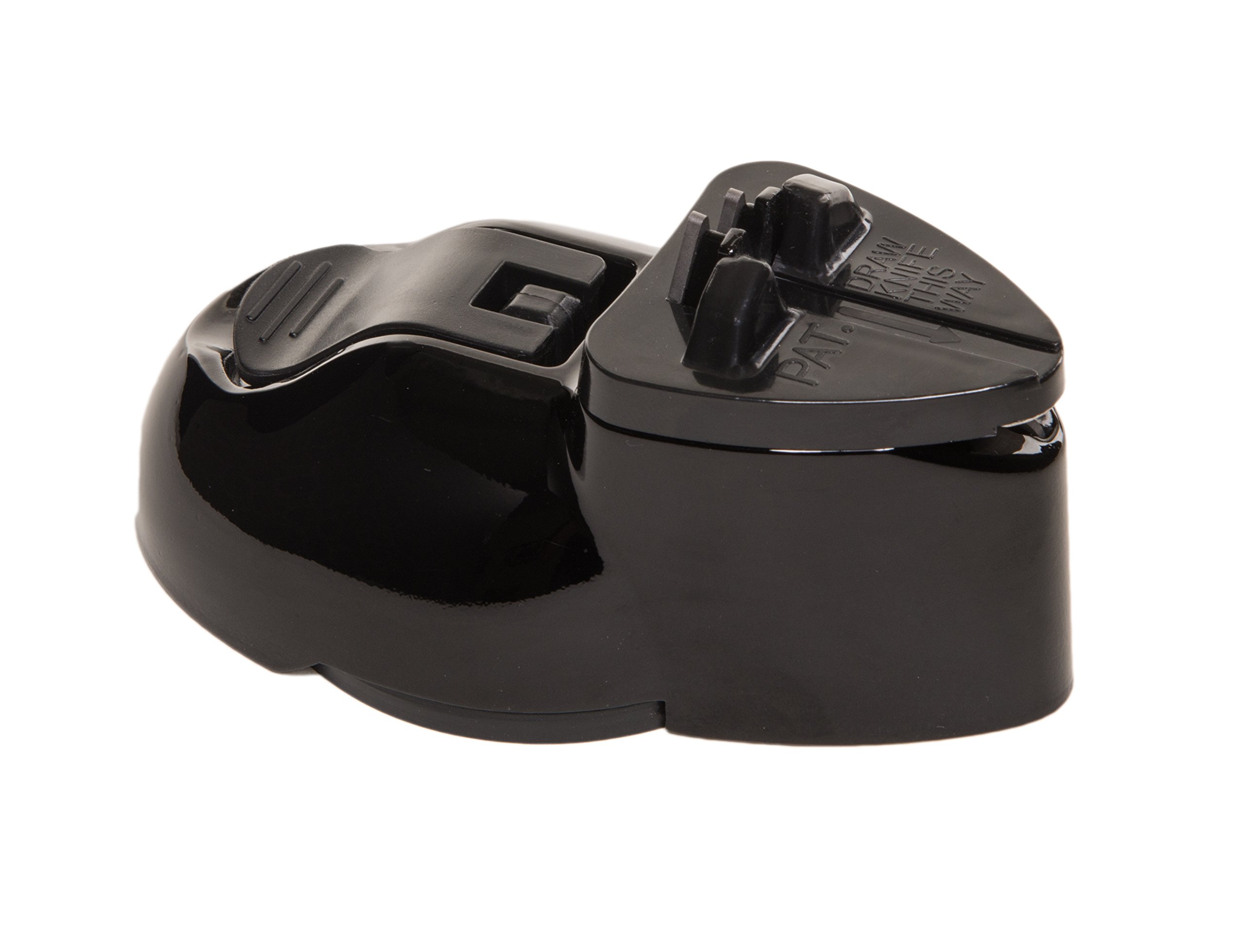 OSO Sharp pro knife and scissor sharpener with suction cup for easy one handed use,perfect for straight and serrated knives with dedicated slot for scissor sharpening. (Black)