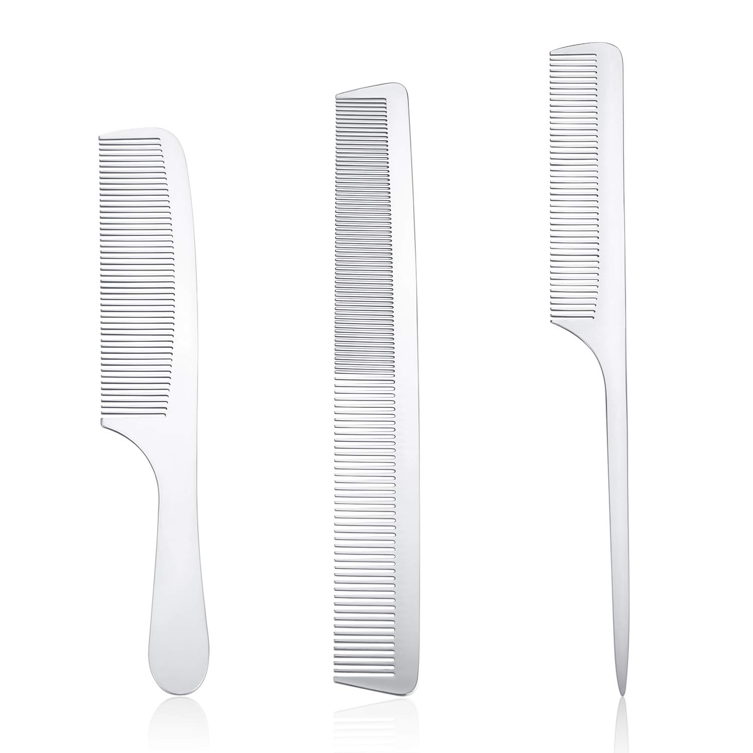 Rhamii 3PCS Metal Comb Set Anti-Static Gold Hair Comb For Men and Women Stainless Steel Cutting Combs