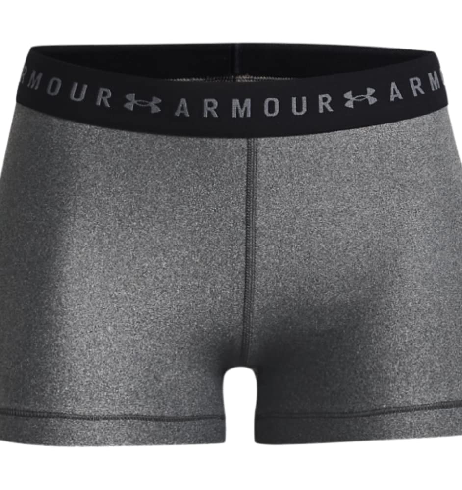 Under Armour Women's HeatGear Armour Shorty Shorts Gray/Black 3" (Medium)