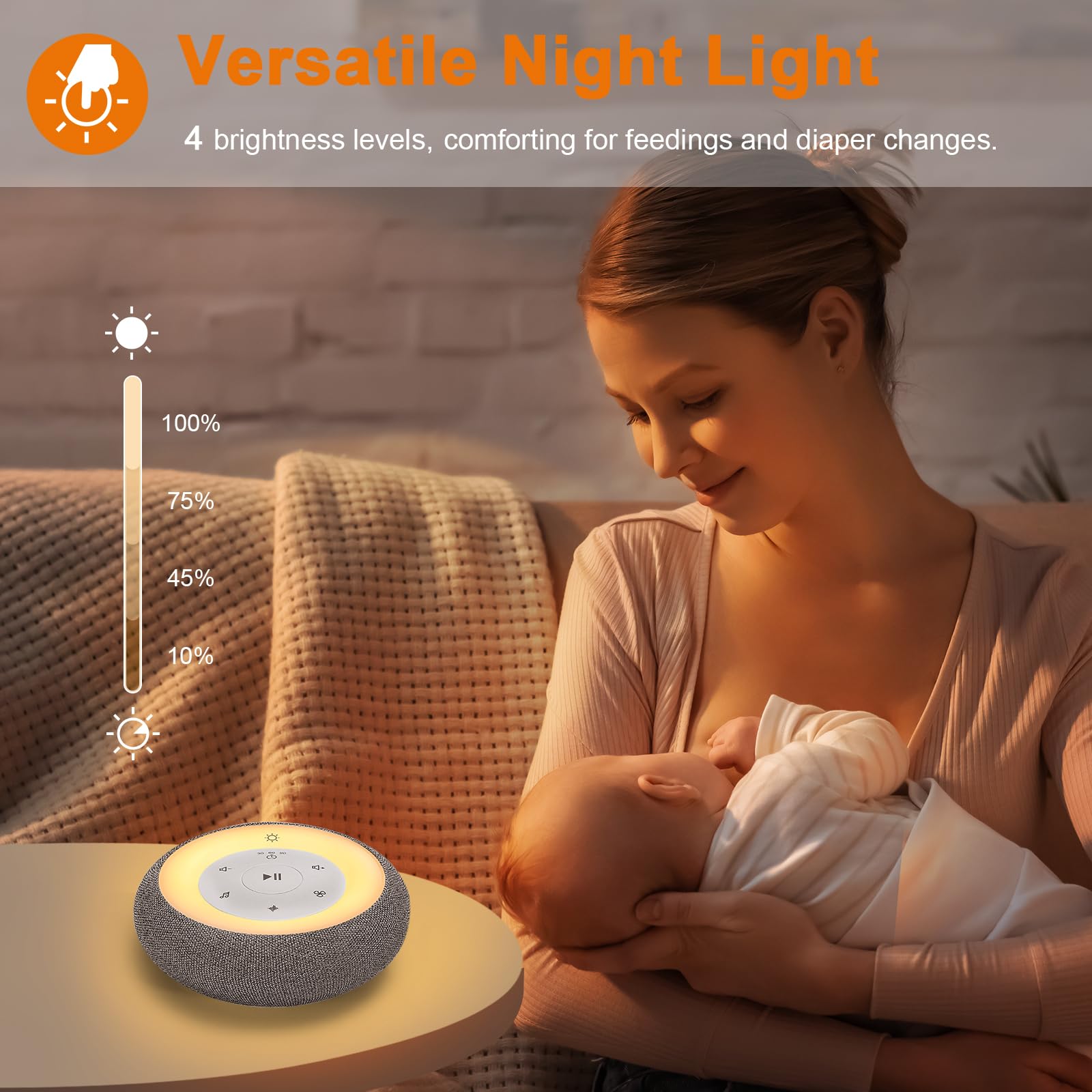 White Noise Machine, Sleep Sound Machine with Baby Night Light, 26 Soothing Sounds and 32 Adjustable Volume, Timer and Memory Function, Sound Machine for Baby, Adults, Home, Office, Travel