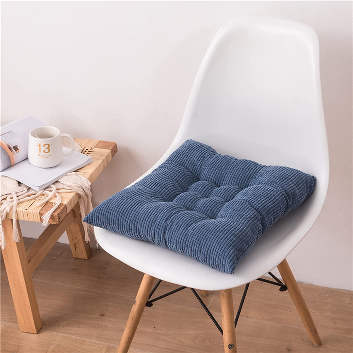 Tophacker Set of 2 Square Chair Pads Indoor Seat Cushions Pillows with Ties Thick Soft Seat Cushion for Kitchen Dining Office Chair (Color : 1, Size : 2PC 40x40x8cm)