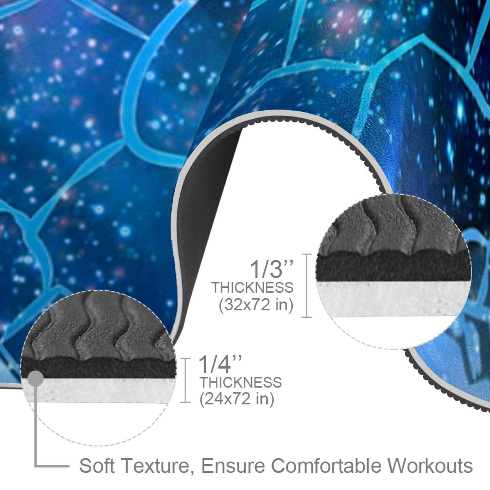Yoga Mat, Yoga Mats for Home Workout, Workout Mat, Exercise Mats, Pilates Mat, Sea Space Universe Turtle