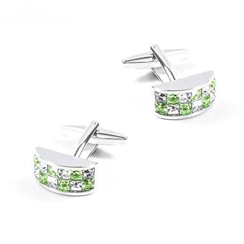 White Square Crystal Zircon Cufflinks Men's Enamel Cuff Studs French Shirt Cuff Buttons (C)