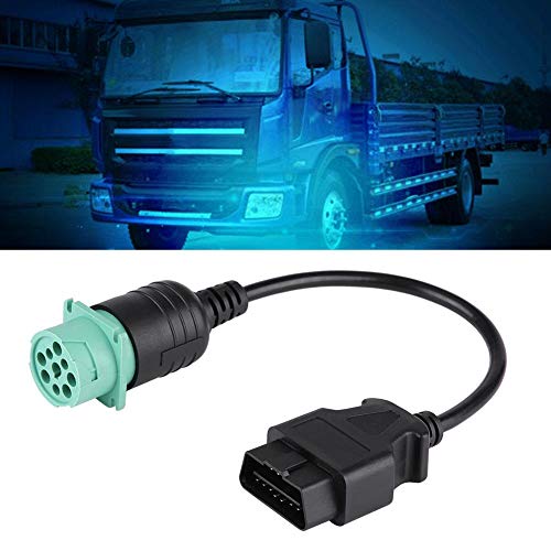 Qiilu Cable Diagnostic Scanner,9 Pin to 16 Pin OBD2 Truck Diagnostic Scanner Cable Adapter for Cummins Engine PVC, PE