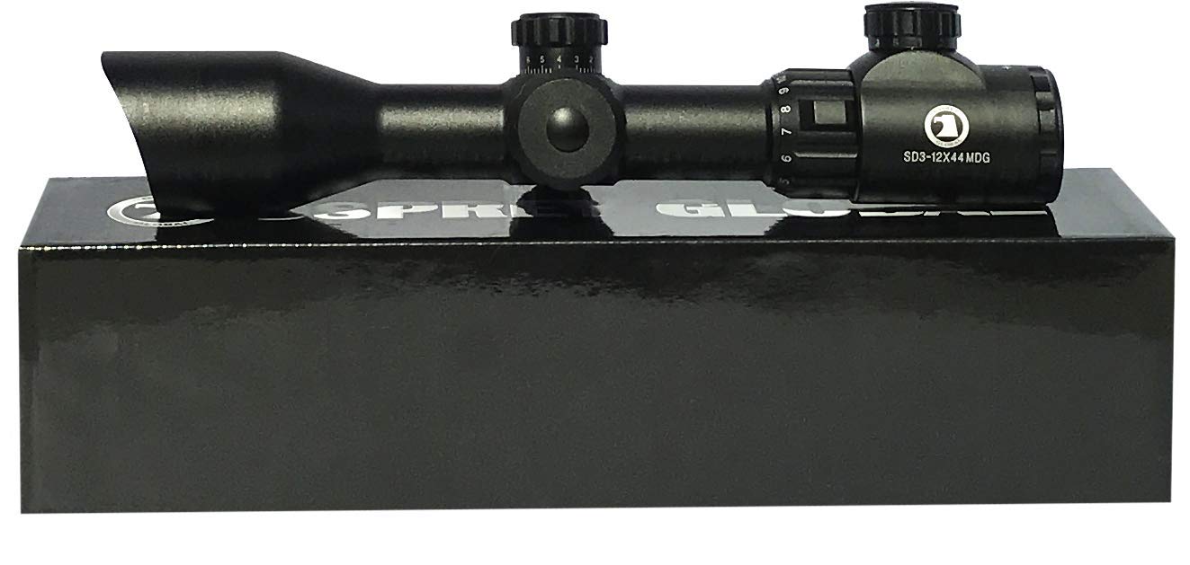 Osprey Global SD3-12X44MDG : Osprey Standard Series 3-12X 44mm Rifle Scope with Illuminated (Red, Green, Blue) MIL-Dot Glass Reticle - 1/4 MOA