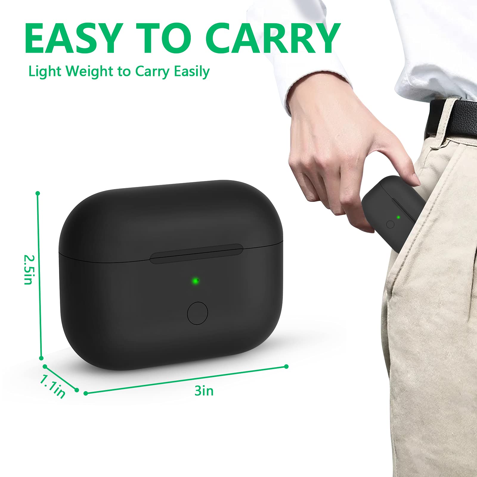Wireless Charging Case Compatible with Air Pods pro, Wireless Air Pods pro Charging Case Replacement, Support Pairing and Sync(Black)