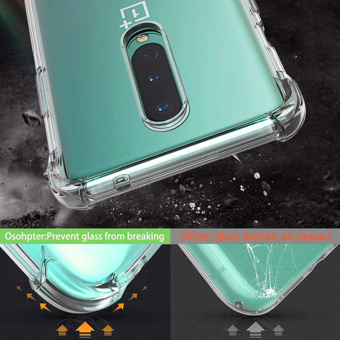 Osophter for Oneplus 8 Case [Not Compatible with Oneplus 8t],Clear Transparent Reinforced Corners TPU Shock-Absorption Flexible Cell Phone Cover for One Plus 8(Clear)