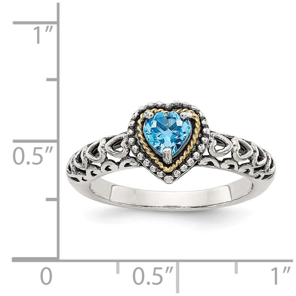 Solid 925 Sterling Silver 14k Yellow Gold Blue Topaz Engagement Ring Size 7