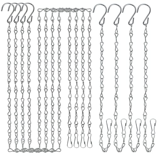Teenitor 8 Pieces Plants, Bird Feeders, Lanterns and Ornaments, 4 pieces 35 Inch and 4 pieces 9.5 Inch Hanging Chain with Hooks, Decorative Chains for Hanging