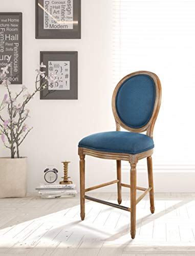 OSP Home Furnishings Lillian Counter Stool with Azure Fabric in Brushed Frame K/D 26"