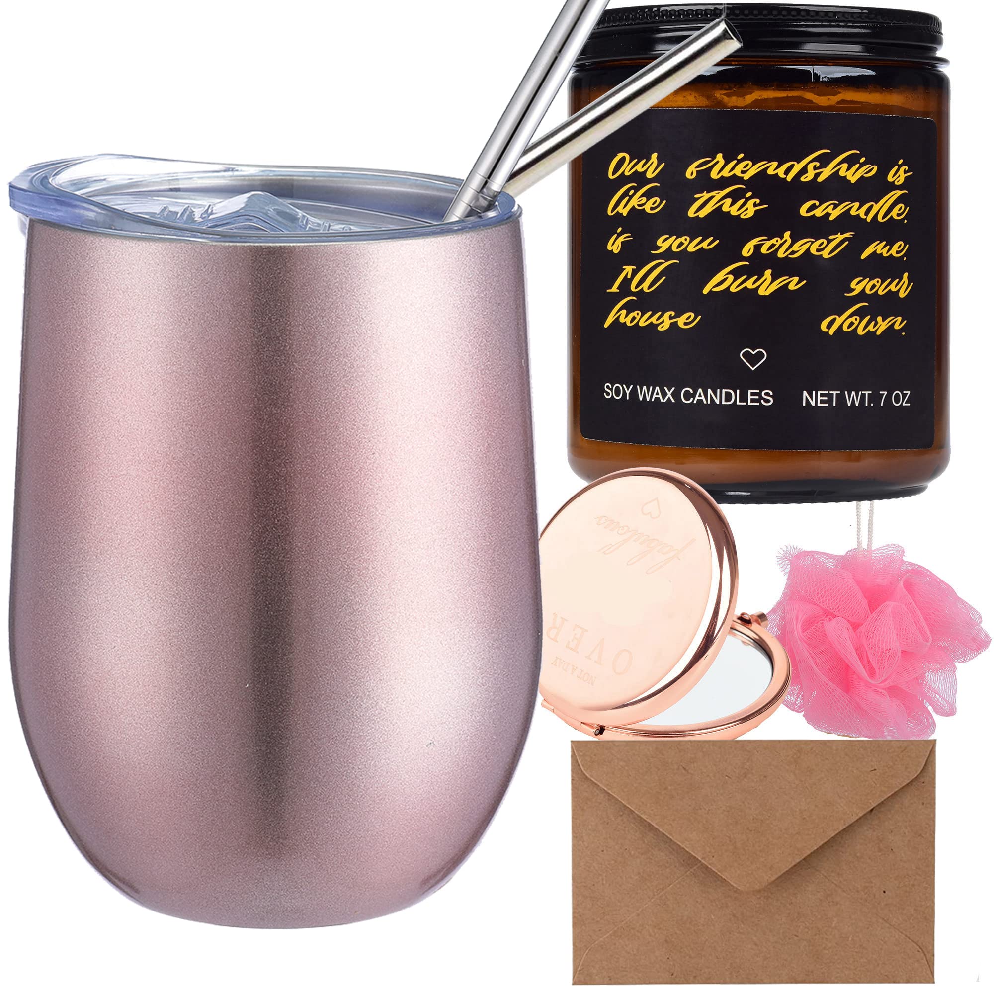 Sqeffort Birthday Gifts for Women Best Friends, Tumbler and Lavender Scented Candles Funny Gifts for Her, Women, Friends