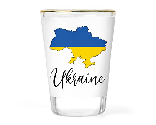 Ukraine Shot Glass - Ukraine Flag Glass - Ukrainian Shot Glass - Ukraine Glass - Ukraine Gift - Ukraine Map Outline Glass