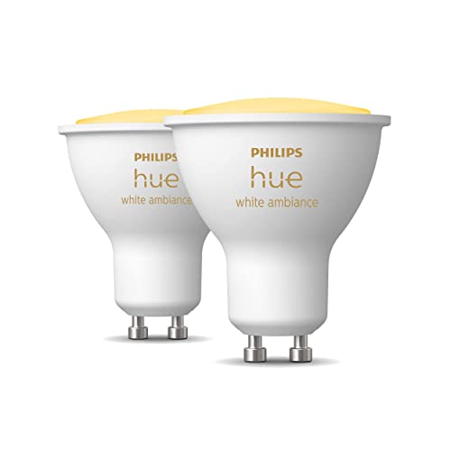 Philips Hue Smart 60W GU10 LED Bulb - White Ambiance Warm-to-Cool White Light - 2 Pack - 400LM - Indoor - Control with Hue App - Works with Alexa, Google Assistant and Apple Homekit