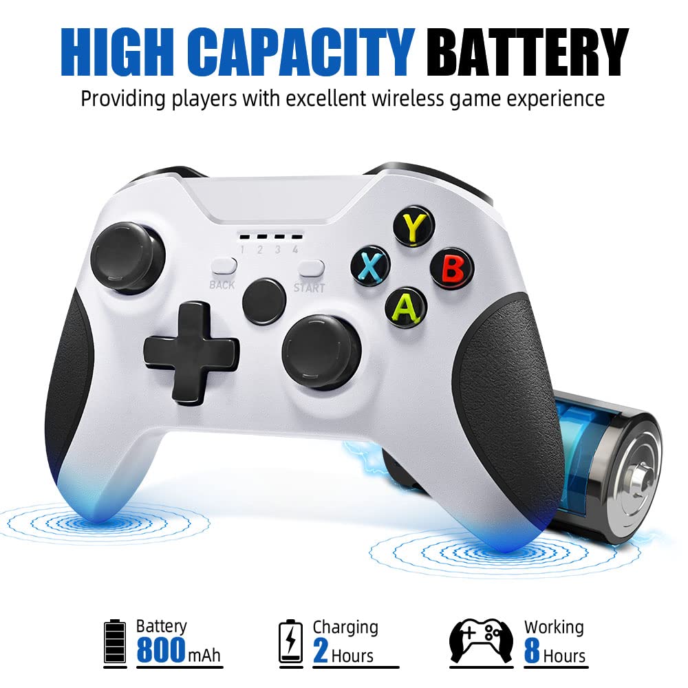 Wireless Controller for Xbox One, Moofahom Gamepad 2.4GHZ Game Controller Compatible with Xbox One/One S/One X/One Series X/S /Elite/PC Windows 7/8/10 with Built-in Dual Vibration(White)