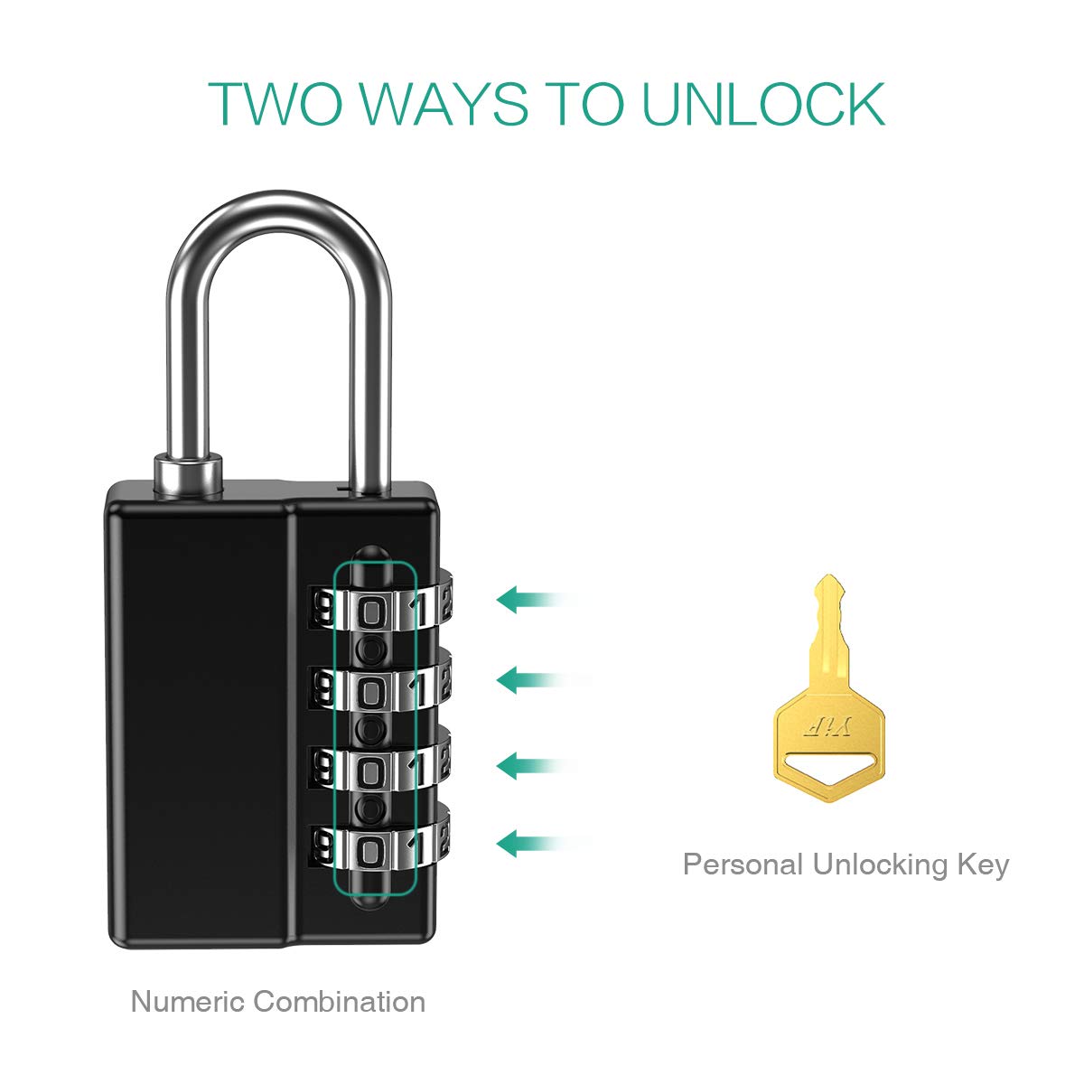 ORIA 4 Digit Padlock, 2 Pack Combination Lock with 2 Key for School Gym Locker, Sports Locker, Fence, Toolbox, Case, Hasp Storage
