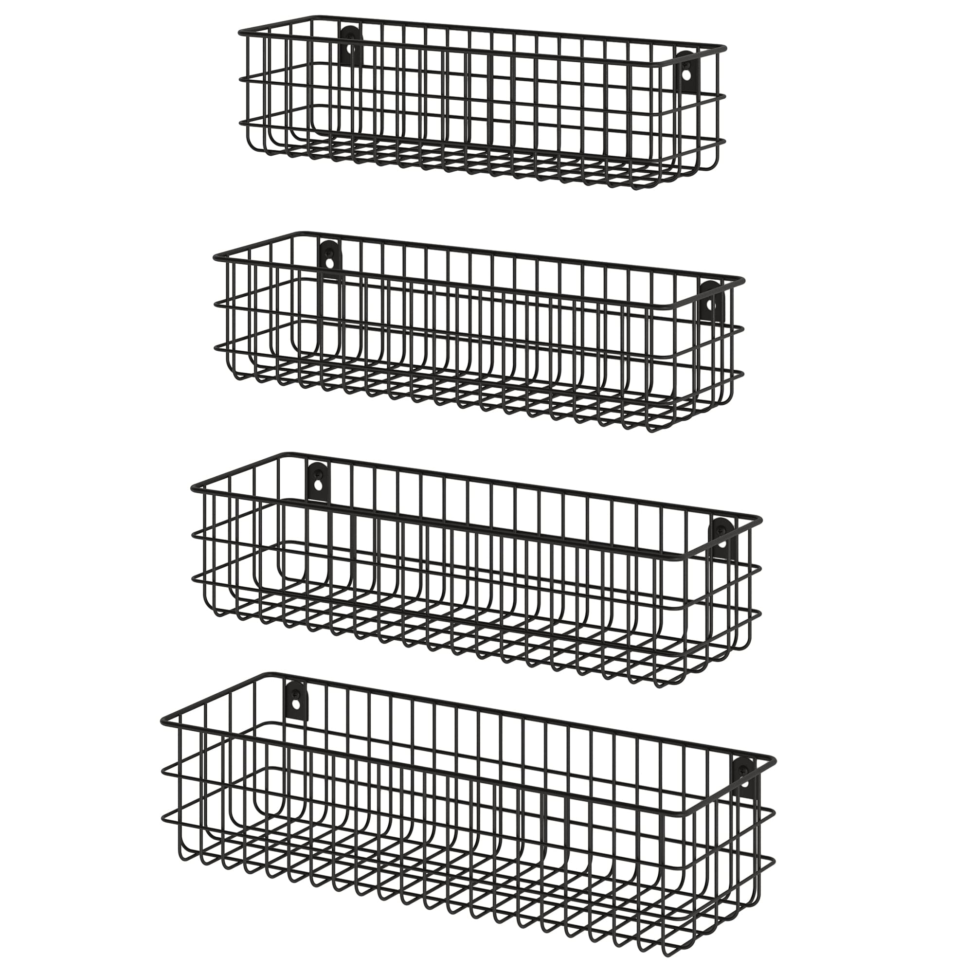 You Have Space Rome Hanging Metal Bookshelf Kids Room Decor, Toy Storage Nursery Decor, Wire Basket Set of 4, Multisize, Black