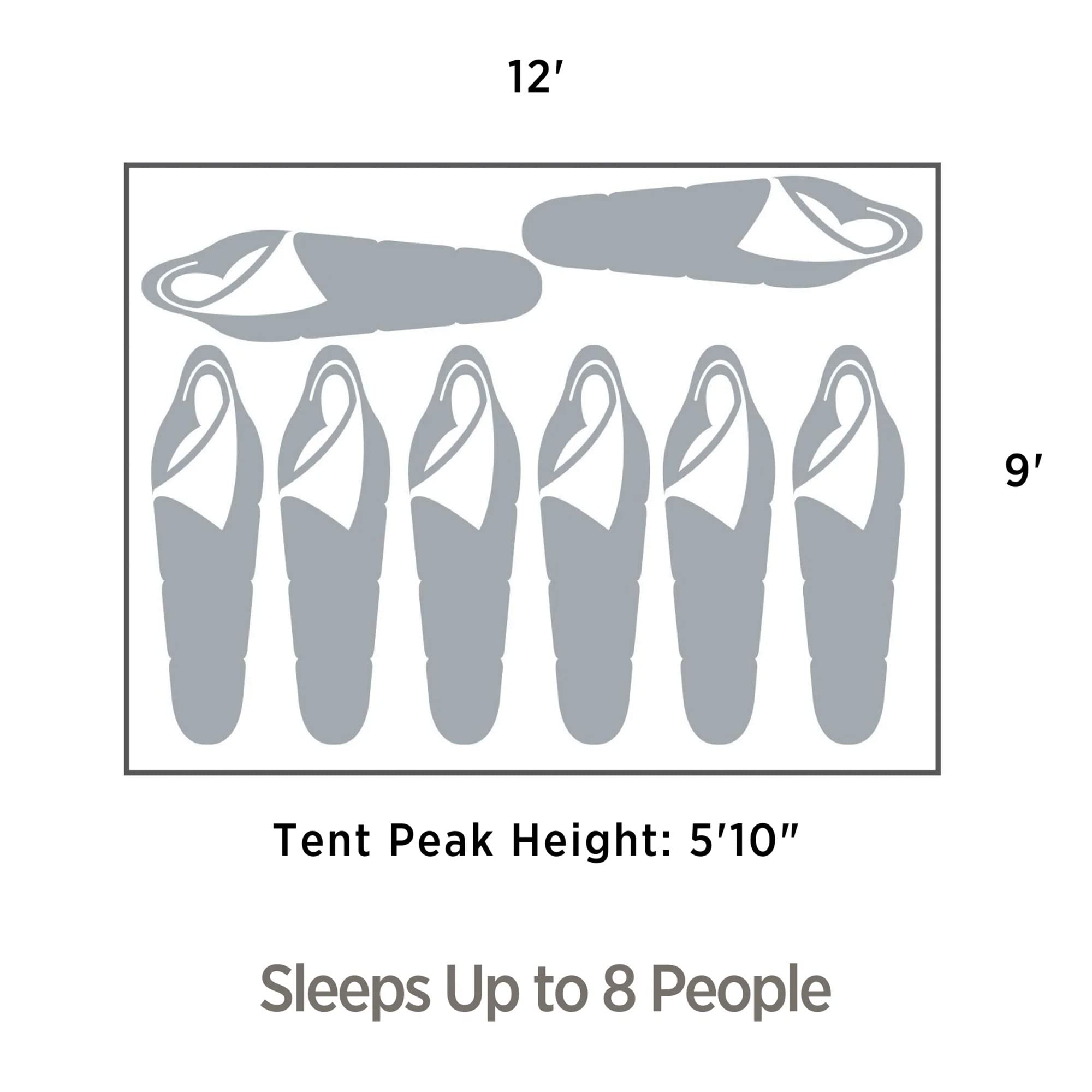 Outbound 8 Person 3 Season Lightweight Easy Set Up Dome Camping Tent Heavy Duty 600mm Coated Blackout Rainfly and Zip Carrying Bag, White/Gray