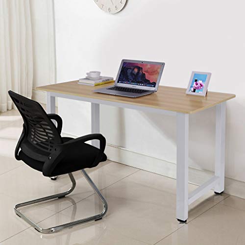 Quaanti US Fast Shipment Rustic Solid Wood Computer Desk,40/48/55 Inch Large Office Desk Workstation PC Laptop Study Writing Table Desktop for Small Spaces,Home Office Workstation Furniture (48 Inch)