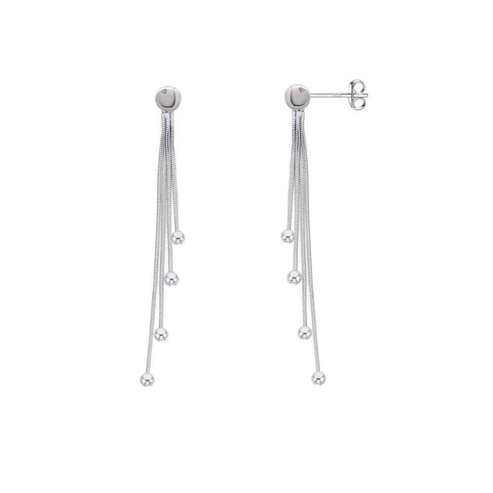 Savlano 925 Sterling Silver 18k Gold Plated Dangle Drop Ball Tassel Stud Earrings For Women and Teens Comes In White Gold, Yellow Gold & Rose Gold Colors Comes With Savlano Gift Box