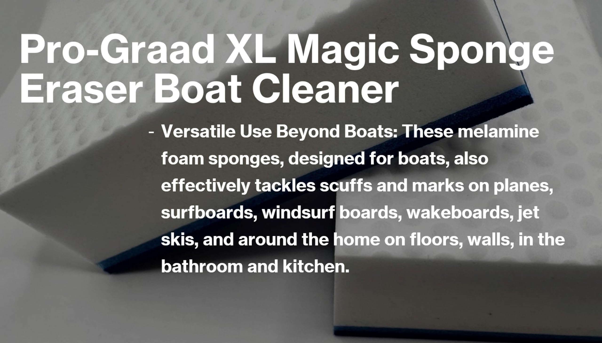 Pro-Graad 4 Pack XL Magic Sponge Eraser Cleaner, 6β x 3.5β x 2β Eraser Pads, Cleans Scuffs, Marks & Dirt from Kitchen, Bathroom, Boat Decks, Fiberglass, Aluminum, Gelcoat, Plastic, Vinyl & Metal