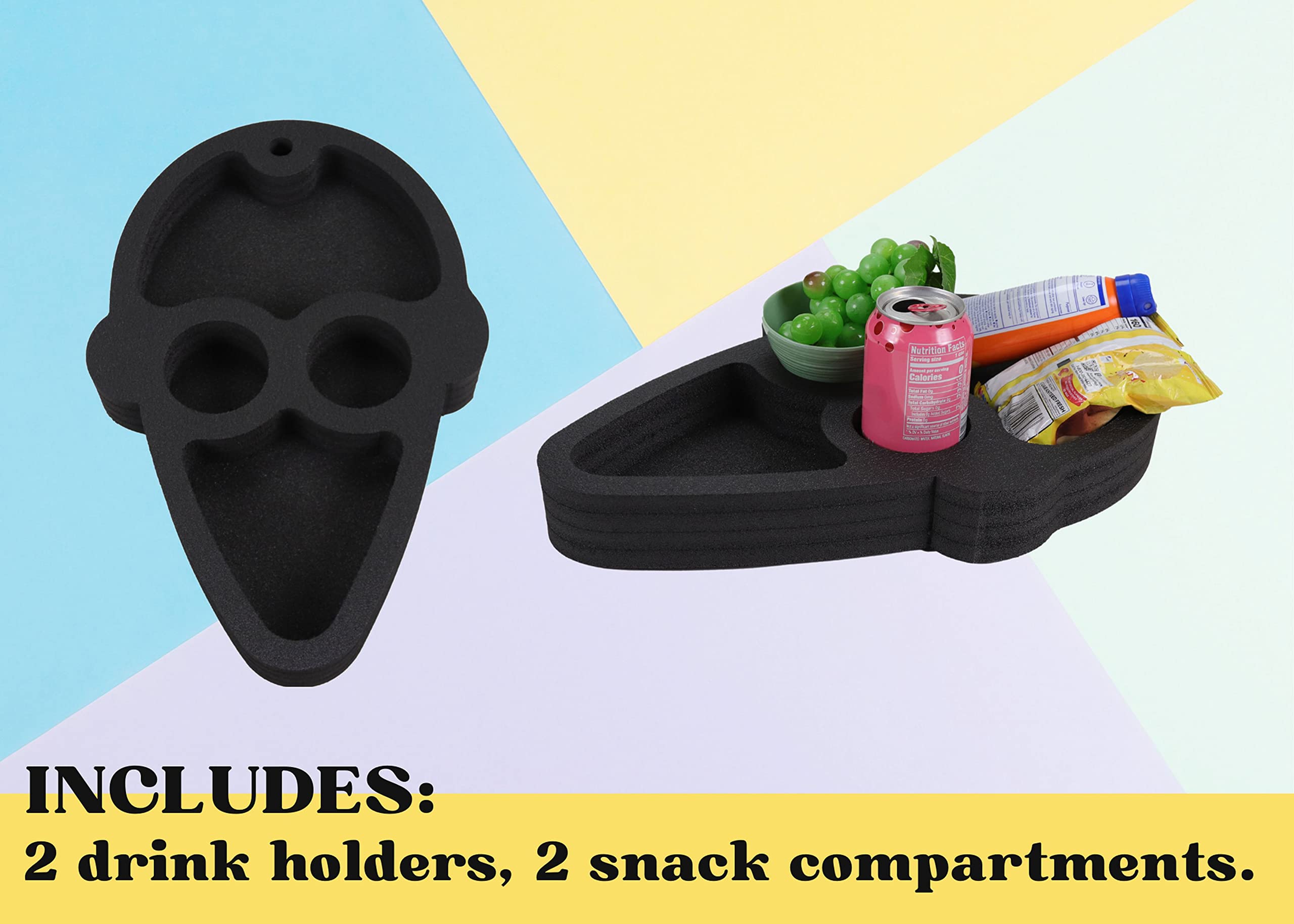 Polar Whale Ice Cream Cone Shape Floating Drink Holder Refreshment Table Tray for Pool Beach Party Hot Tub Float Lounge Durable Black Foam 4 Compartment Fade Resistant 17.5 Inches