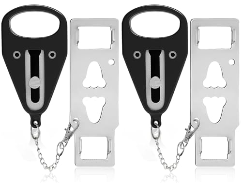 Portable Door Lock Home Security,2 Pack Security Door Lock for Travel, Safety and Privacy Protection, Practical Suitable for Hotel Room Airbnb and Apartment Doors, College Room Black