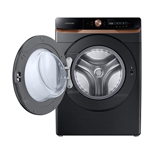 SAMSUNG 4.6 Cu Ft AI Smart Dial Front Load Washer, Large Capacity Machine, Stackable for Small Spaces, 28 Min Super Speed Clothes Washing, Energy Star Certified, WF46BG6500AVUS, Brushed Black