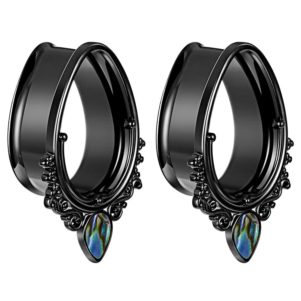 TBOSEN 2PCS Sea-Shell Stainless Steel Ear Plugs Tunnels Gauges Stretcher Piercing Jewelry 0g-1" in 8mm-25mm