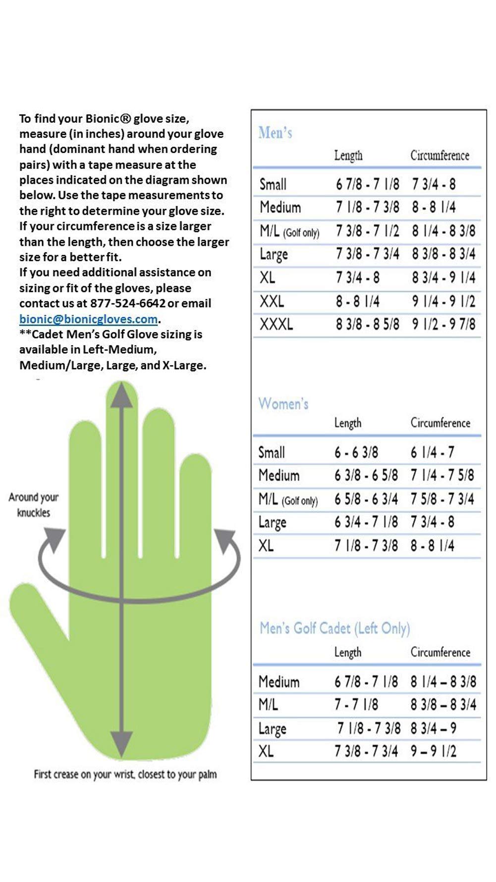New Improved 2X Long Lasting Bionic RelaxGrip Golf Glove with Patented Double-Row Finger Grip System™ (Men's XL, Worn on Left Hand)