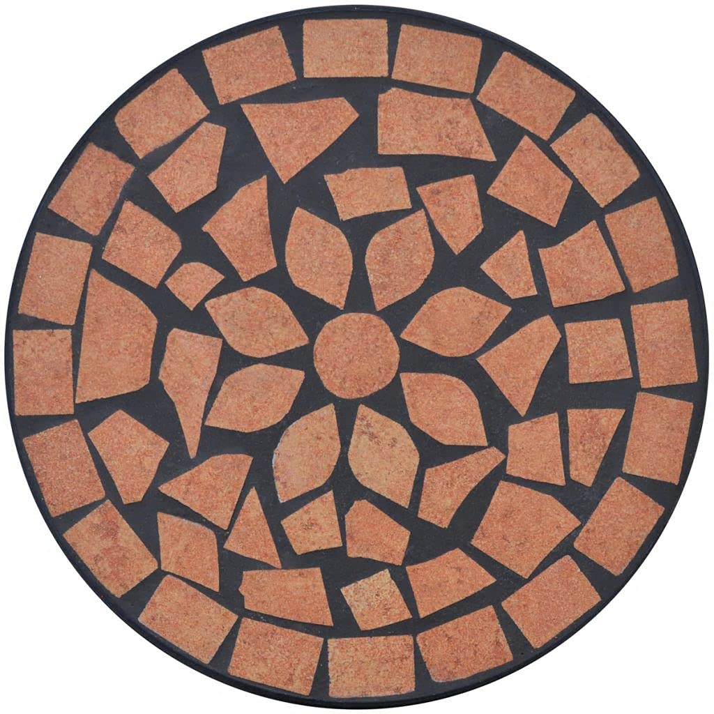 NusGear Mosaic Side Table Plant Table Terracotta, Material: Iron Tube + Ceramic Tile -127