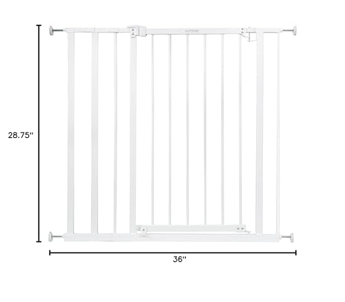 Summer Infant Everywhere Extra Tall & Extra Wide Pet and Baby Gate, 28.75" - 39.75" Wide, 36" Tall, Pressure and Hardware Mounted, Install In-Between Rooms, Doorways and Stairways - White Metal