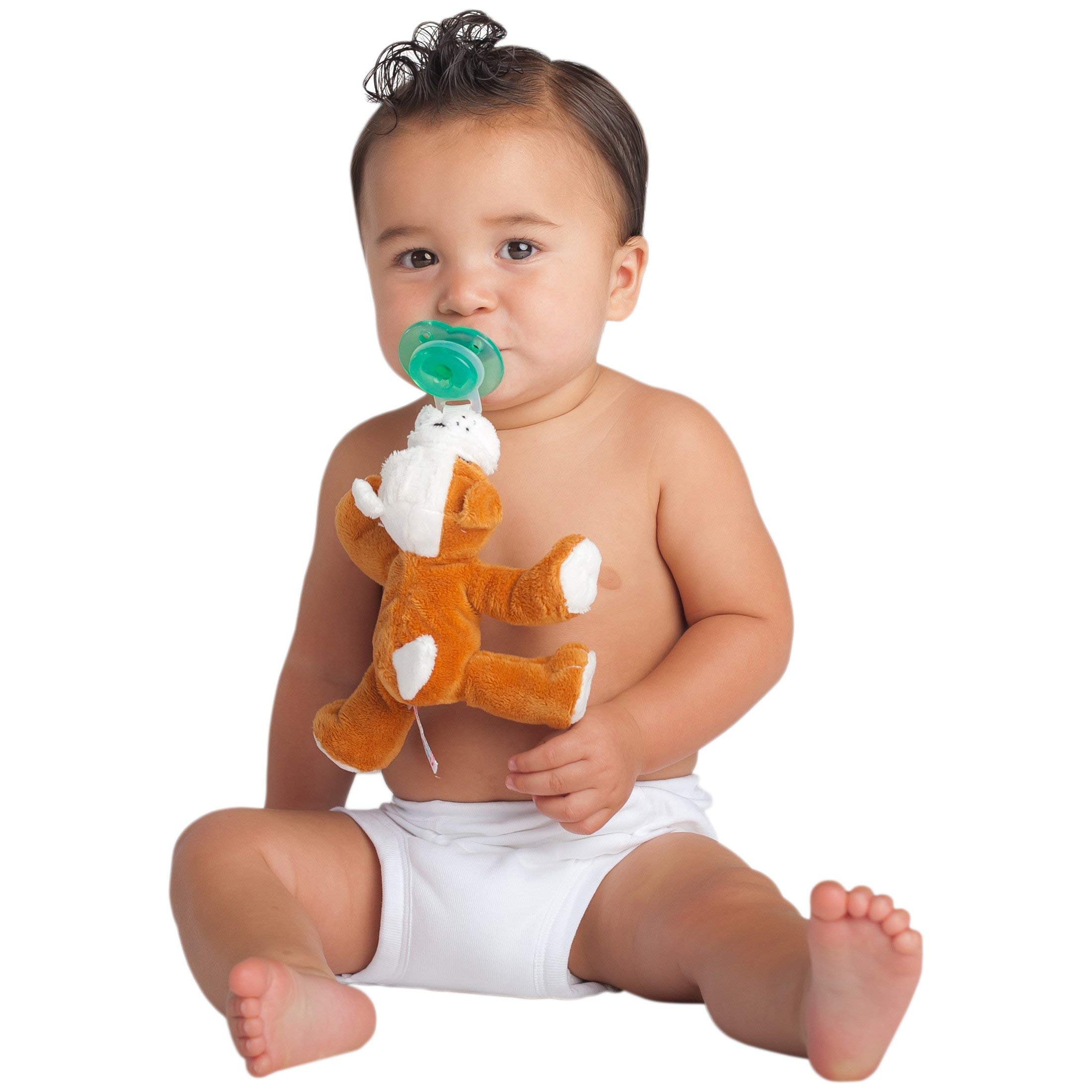 Nookums Paci-Plushies Buddies - Retriever Pacifier Holder - Adapts to Name Brand Pacifiers, Suitable for All Ages, Plush Toy includes Detachable Pacifier