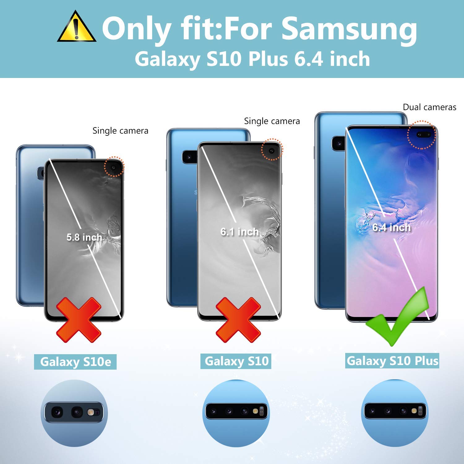 ProCase Galaxy S10 Plus Case Clear, Slim Hybrid TPU Bumper Cushion Cover with Reinforced Corners, Crystal Scratch Resistant Rugged Cover Protective Case for Galaxy S10+ Plus 2019 –Black Frame